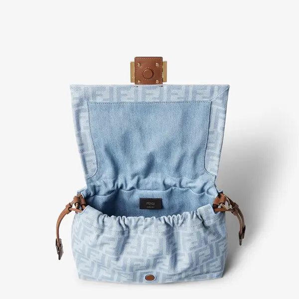 Fendi Baguette® Soft Medium Light Blue Ff Denim Bag